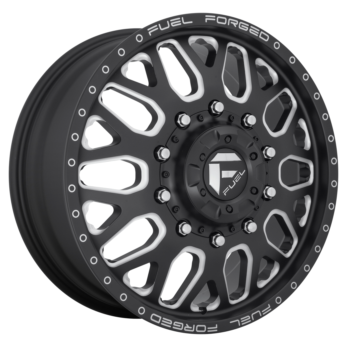 24" Fuel Forged FF19 Dually Wheels Gloss Black And Milled — Dually ...