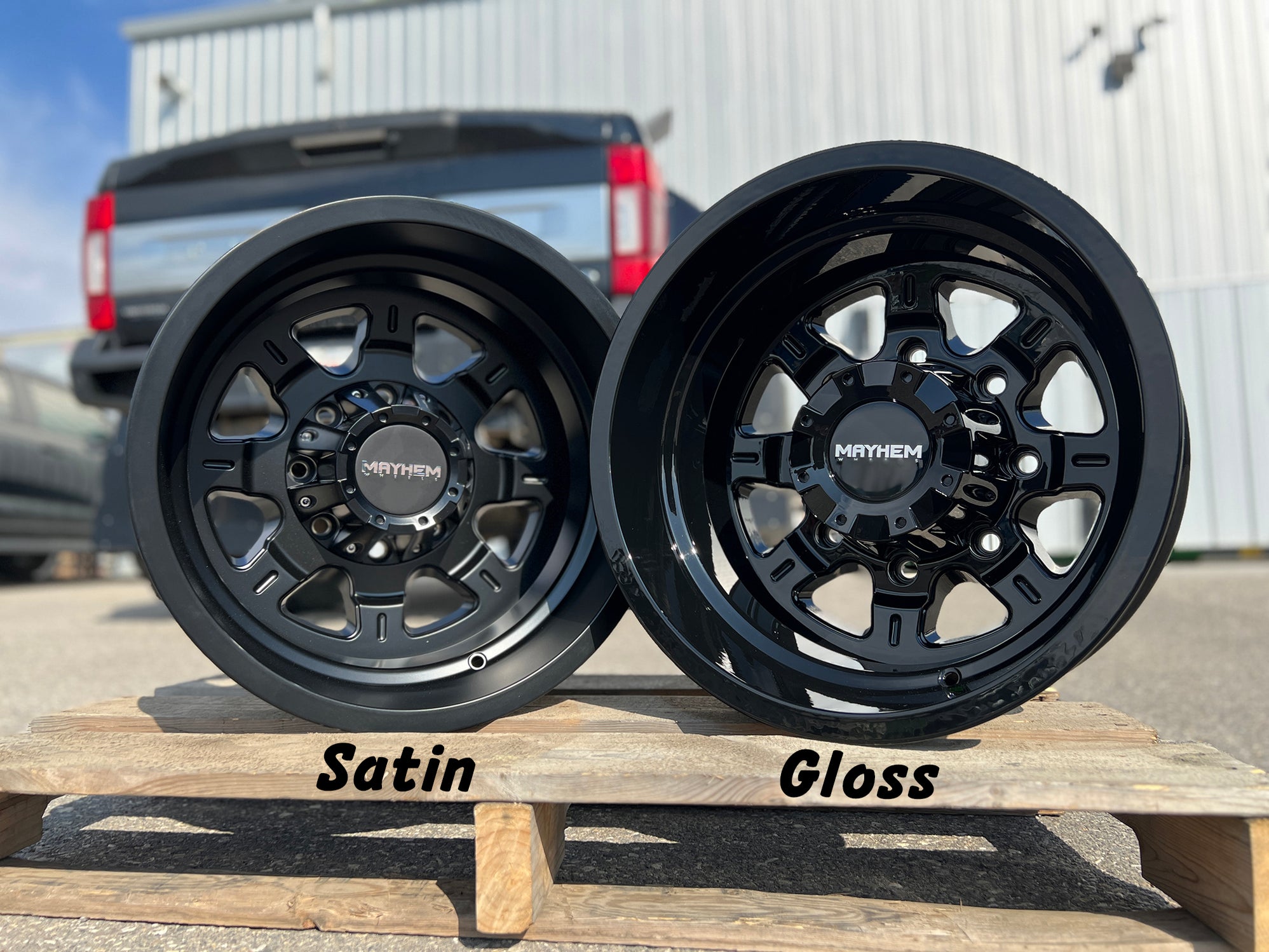 17" Mayhem Monstir 8101 Satin Black Dually Wheels — Dually Wheels Canada