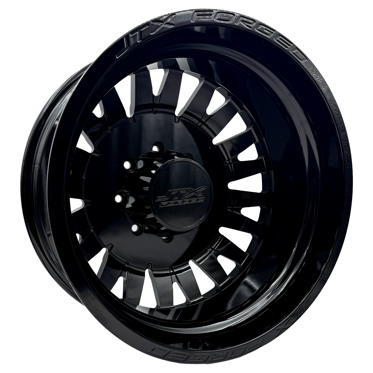 JTX Forged Ballistic Gloss Black Dually Wheels — Dually Wheels Canada