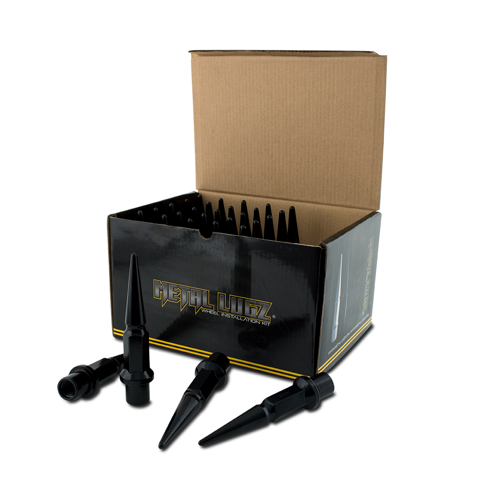 32pc Black 14x1.5 Dually Spike Shank Lug Nut Kit — Dually Wheels Canada