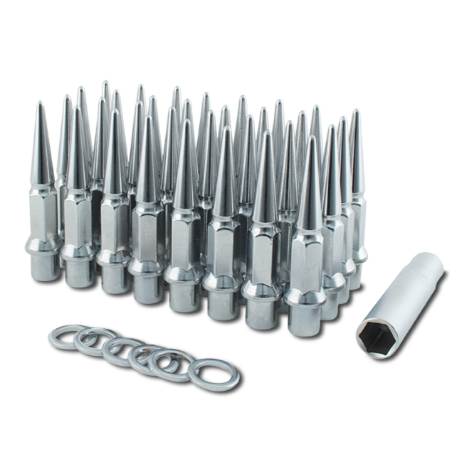 32pc Chrome Dually Spike Shank Lug Nut Kit — Dually Wheels Canada