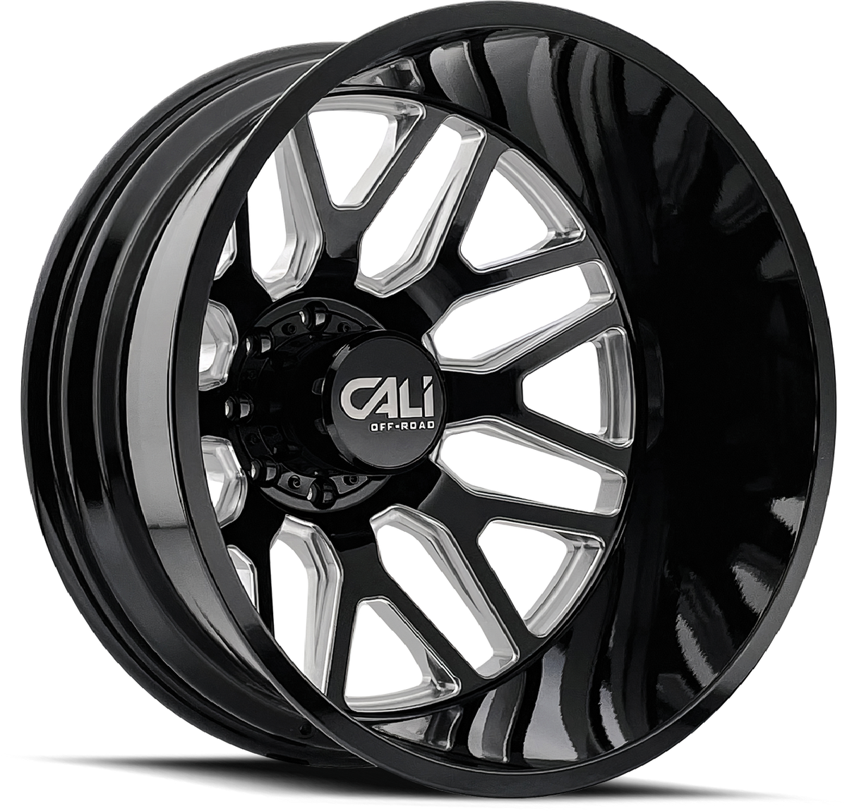24" Cali Off-Road Invader 9115D Black/Milled Dually Wheels — Dually ...