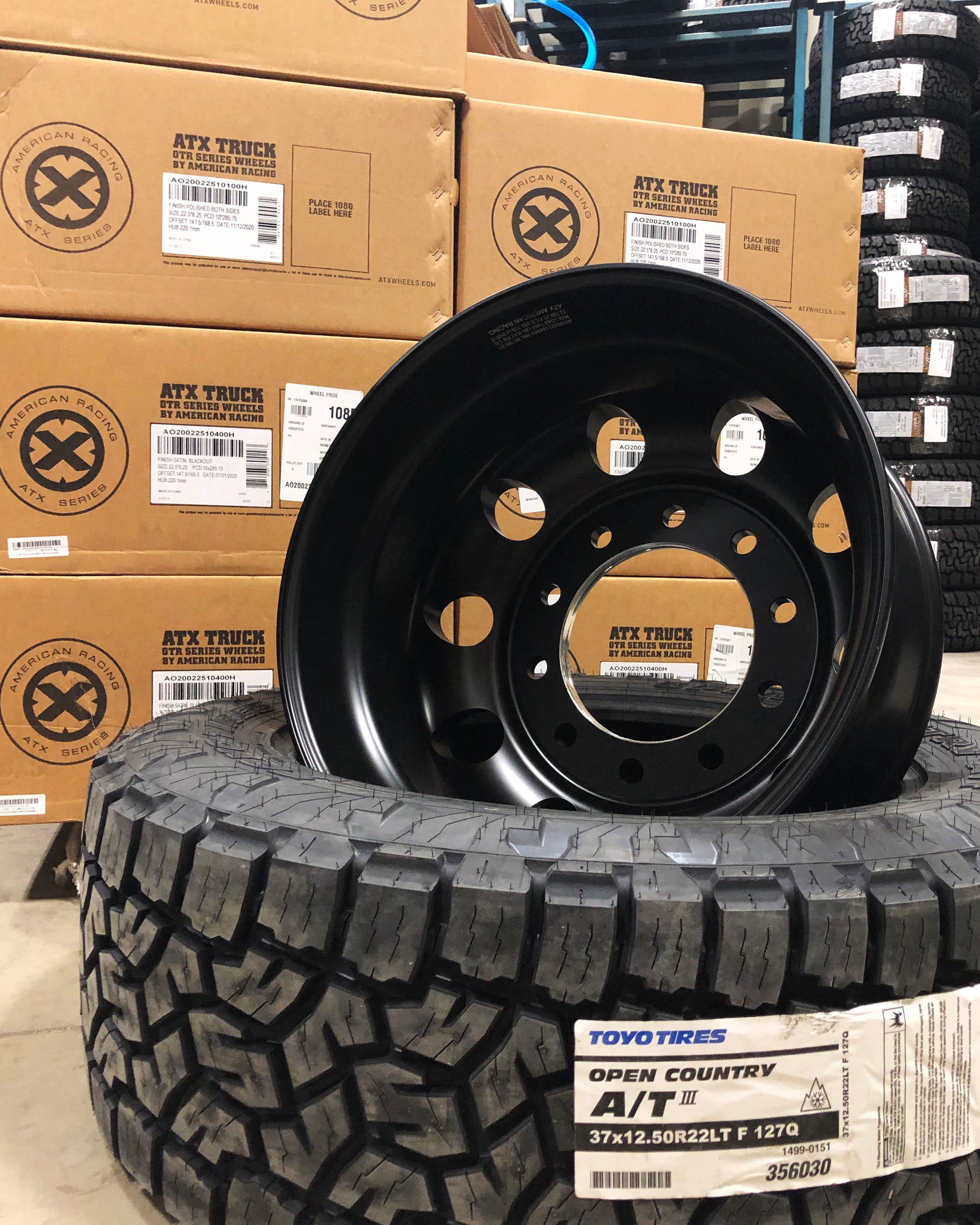 24"/24.5" ATX AO200 Satin Black Dually Wheels — Dually Wheels Canada