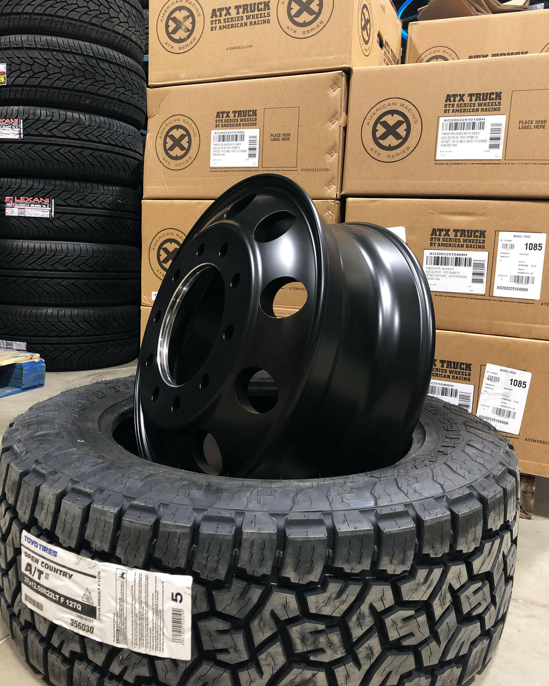 22"/22.5" ATX AO200 Satin Black Dually Wheels — Dually Wheels Canada