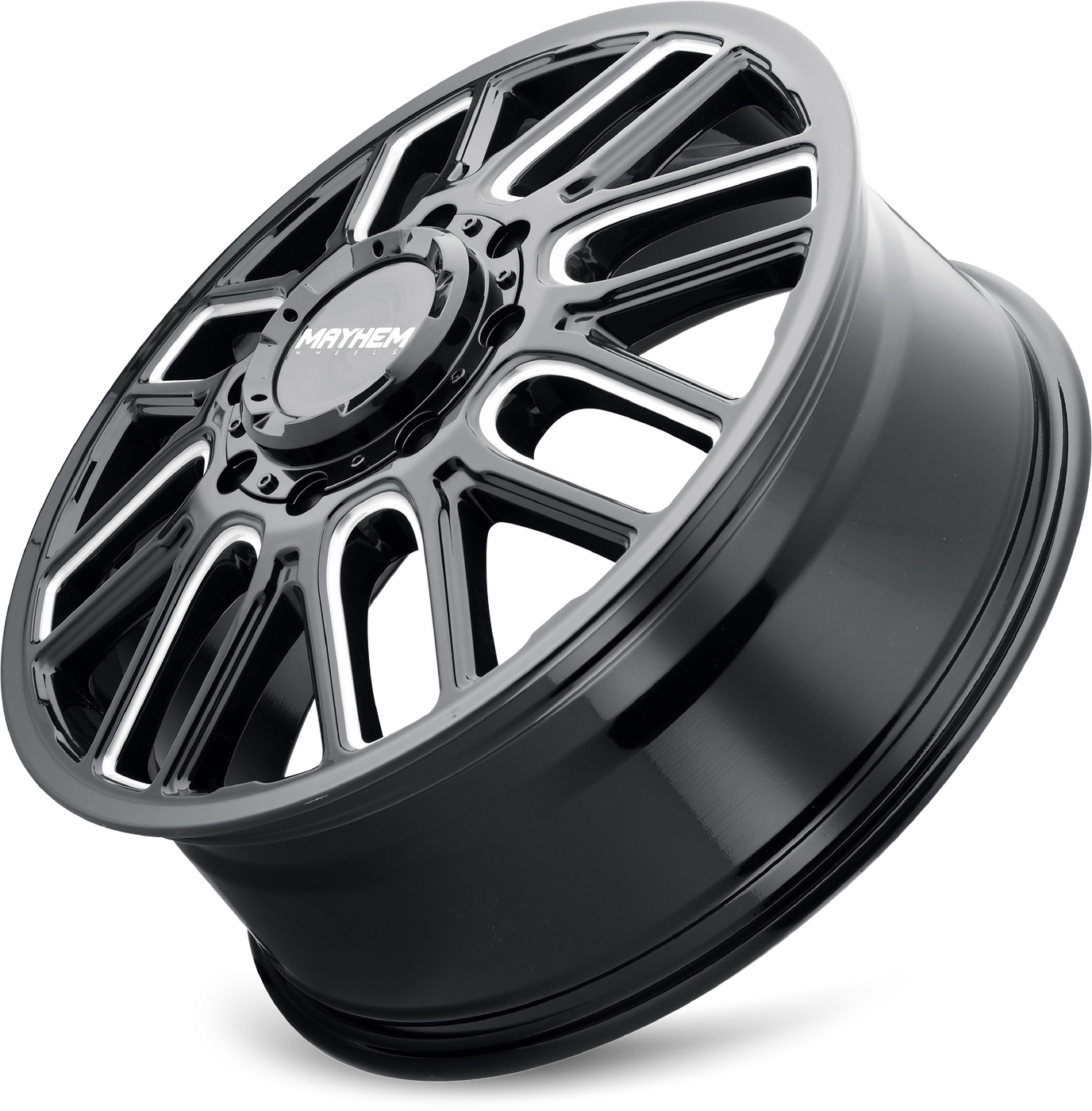 20" Mayhem Cogent 8107 Black/Milled Dually Wheels — Dually Wheels Canada