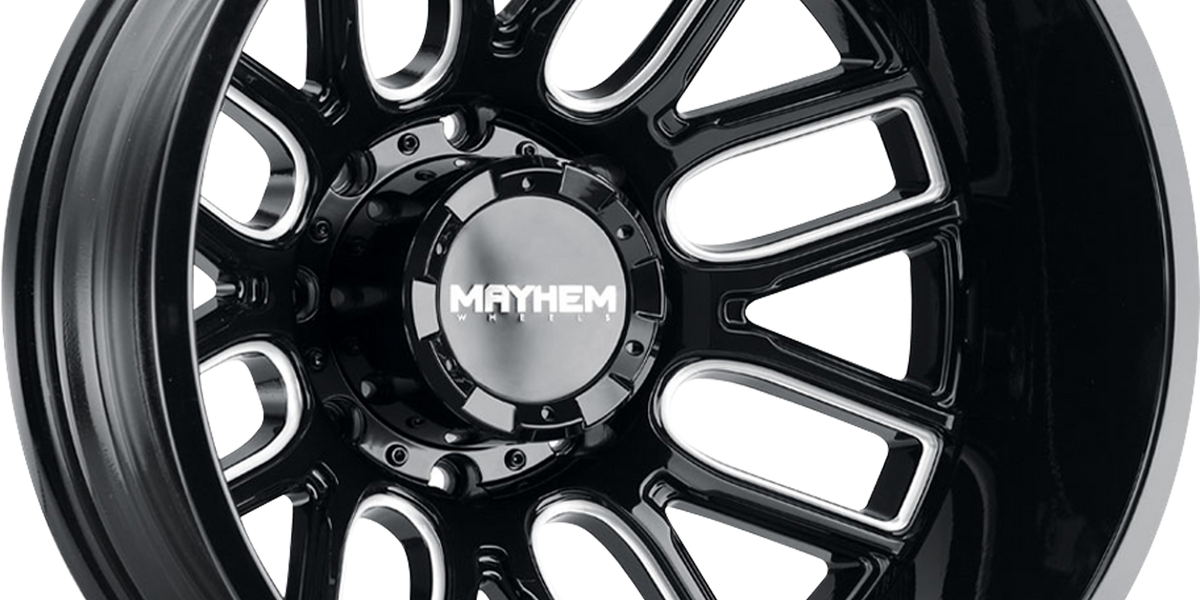 20" Mayhem Cogent 8107 Black/Milled Dually Wheels — Dually Wheels Canada
