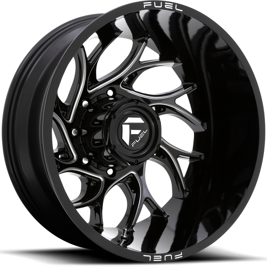 22" Fuel Runner D741 Black/Milled Dually Wheels — Dually Wheels Canada
