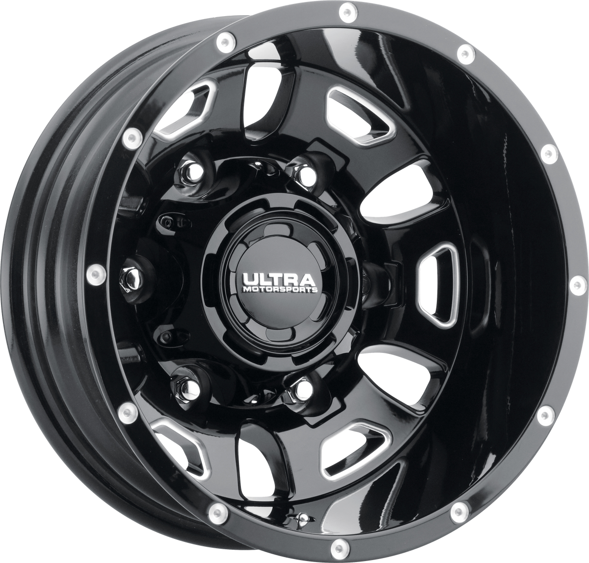 16" Ultra Motorsports 003 Hunter Black/Milled Dually Wheels — Dually ...