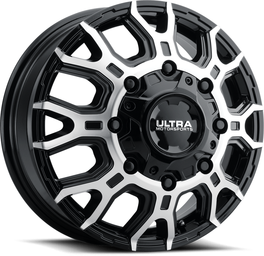 17" Ultra Motorsports 022 Scorpion Diamond Cut/Black Dually Wheels ...